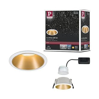 Paulmann 93405 LED Einbauleuchte Cole rund incl 1x6,5W dimmbar Einbaustrahler Wei&szlig;, Gold matt Einbaulampe Kunststoff, Alu Zink Deckenspot 2700K