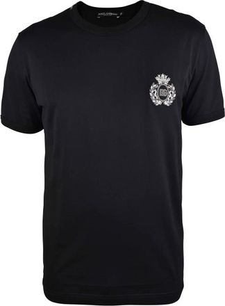Dolce & Gabbana Dolce&Gabbana T-Shirt mit Wappen-Aufn&auml;her Schwarz