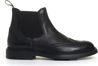 Doucal's Stiefel - Beatles Black Leather Punctures Extralight Bottom - Gr. 40,5 (EU) - in Schwarz - für Damen