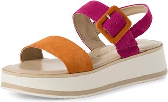 Marco Tozzi Damen Sandalen mit Absatz aus Leder Bequem, Rosa (Pink Comb), 37 EU