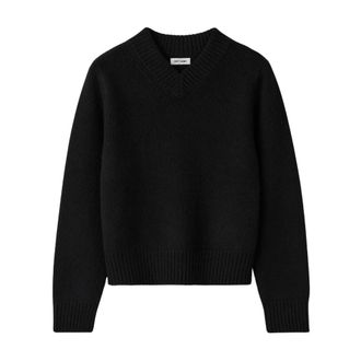 Soft Goat Chunky V-Ausschnitt Pullover - - Knitwear - Damen - Schwarzk - S