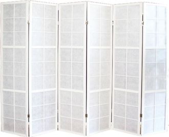 PEGANE Pegane - Paravent japonais Shoji en bois blanc de 6 pans