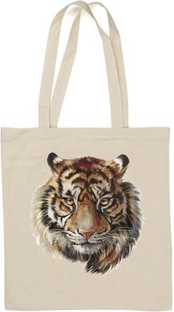 Generic Tiger Face Drawing Sac fourre-tout en coton naturel Blanc