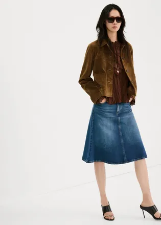 Mango Veste en cuir fermeture par boutons tabac - Femme - XXS - MANGO