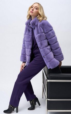 Passioni Fellimitatjacke Webpelz Steppjacke mit hohem Kragen