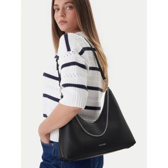 Calvin Klein Handtasche Calvin Klein Emblem Hw Pebble Shoulder Bag LV04F3495G Schwarz