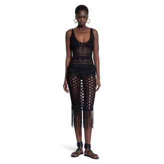 Laneus Crochet Knit Midi Dress