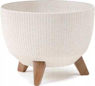 HowHomely Deko Blumentopf mit 3 Beinen Hoch 23 cm - Wei&szlig;-Braun Blumen&uuml;bertopf - Langlebige und Leichte &Uuml;bertopf 30 cm Durchmesser f&uuml;r Wohnzimmer Garten oder Ter