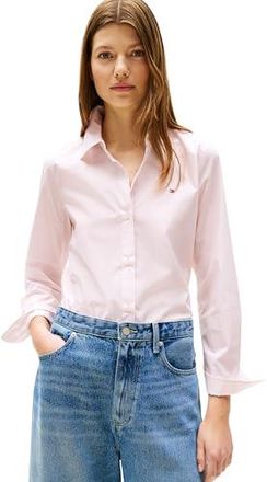 Tommy Hilfiger Chemise Femme Poplin Regular avec Col Pointu, Rose (Classic Ithaka Stp Light Pink), 46