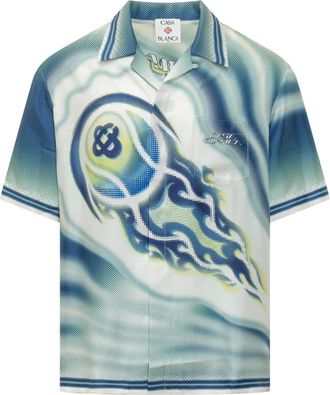Casablanca Homme, Chemises, Multicolore, Taille: 3XL Flaming Tennis Shirt