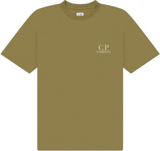 C.P. Company C.p. Company, Homme, Tops, Vert, Taille: M T-Shirt &agrave; Manches Courtes Imprim&eacute; avec Graphismes en Jersey 30/1
