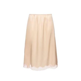 Magda Butrym Jupe midi satin&eacute;e bords dentelle en soie