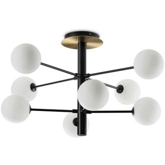 Ideal Lux Ideal Lux - cosmopolitan Plafonnier globe &agrave; 8 ampoules, noir mat, laiton satin&eacute;