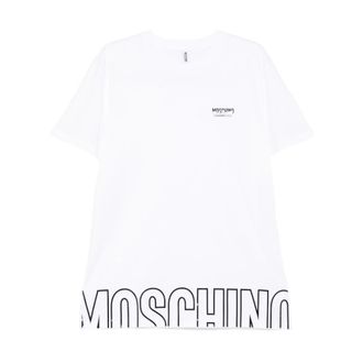 Moschino Wei&szlig;e T-Shirt mit Logo-Druck und Rundhalsausschnitt - - Tops - Herren - Wei&szlig; - L