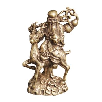 Pretyzoom Delikate Messing Longevity Buddha Figur Desktop Dekoration Einzigartiges Feng Shui Kunsthandwerk Langlebige Buddhistische Tischdekoration F&uuml;r B&uuml;ro Woh