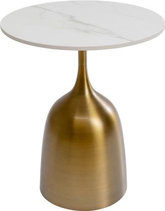 Kare Design Design Beistelltisch Nube Tulpin, Gold, 45cm Durchmesser, Wohnzimmertisch, Couchtisch, rund, Keramik Tischplatte, Edelstahl Fu&szlig;, 53x45x45 cm (H/B/T)