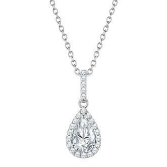 Glanzst&uuml;cke M&uuml;nchen Halskette - Kette mit Anh&auml;nger Sterling Silber Zirkonia wei&szlig; - Gr. unisize - in Silber - f&uuml;r Damen