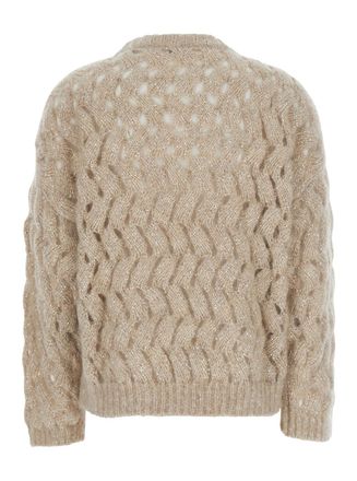 Brunello Cucinelli Cable-Knit Mohair-Wool Blend Sweater - White