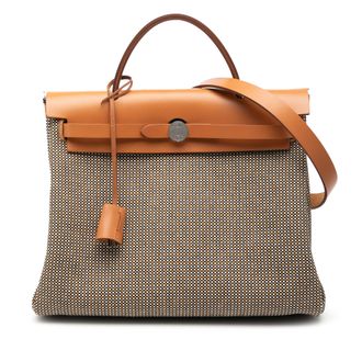 Herm&egrave;s Tan/Brown Toile Criss Viking Vache Hunter Herbag Zip 31