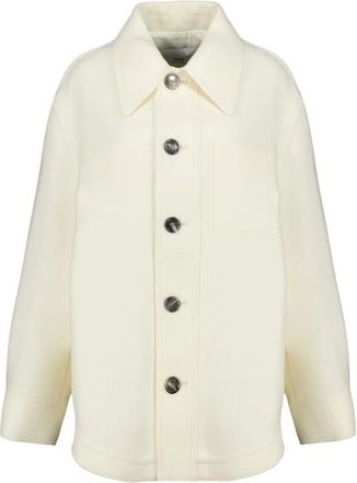 Ami Femme, Vestes, Beige, Taille: 44 FR Veste Boutonn&eacute;e en Laine Bouillie