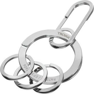 Troika Porte-cl&eacute;s avec mousqueton Nail Guard Easy avec 3 anneaux pour une fixation facile des cl&eacute;s avec m&eacute;canisme douverture brevet&eacute; en acier inoxydable arge