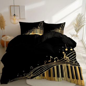 Generic Bettbezug 135 x 200 cm, Klavier Musik Noten Print Bettw&auml;sche, Weich Mikrofaser Reversible Bettbez&uuml;ge f&uuml;r Erwachsene Jungen und M&auml;dchen Schlafzimmer Sc