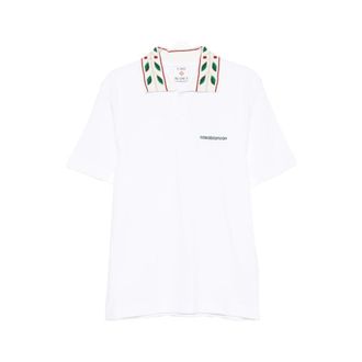Casablanca Laurel Kontrast-Polohemd - - Tops - Herren - Wei&szlig; - M