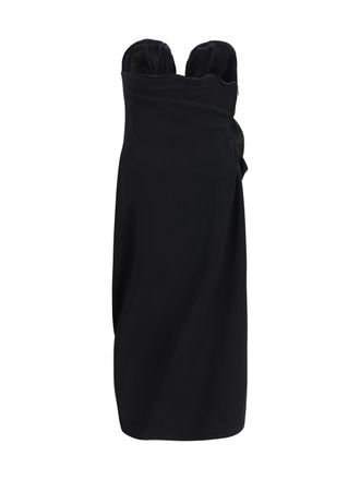 Magda Butrym Womens Draped Dress With Sculptural Floral Details Black