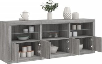 vidaXL Vidaxl - Buffet avec lumières led sonoma gris 181,5x37x67 cm