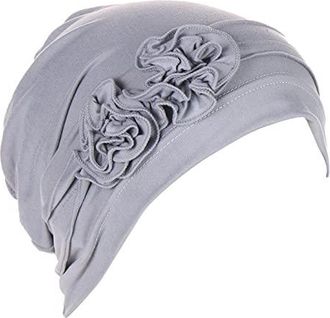 Generic Chapeau à fleurs - Couverture ethnique - Turban - Chapeau plissé - Bandeau, gris, Taille unique