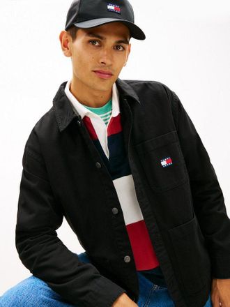 Tommy Jeans Hemdjacke TJM ESSENTIAL OVERSHIRT leicht &uuml;berschnittene Schultern, halbgespreizter Kragen