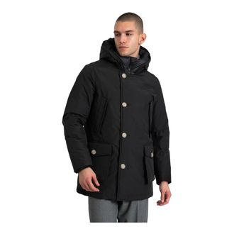 Woolrich Homme, Vestes, Noir, Taille: S Parka en duvet avec coque coton-polyamide