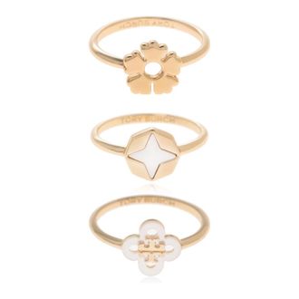Tory Burch Clover Stacking Ring Set - - Accessories - Damen - Gelb - 46 MM
