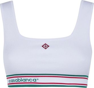 Casablanca Femme, Tops, Blanc, Taille: 42/44 FR Bralette Sportif Sans Couture