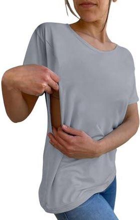 Generic Tee Shirt Allaitement Femme Manches Courtes et Col Rond Haut Maternité Femme Zip Côté Top Allaitement Femme T-Shirts Allaitement Humour Débardeur de M