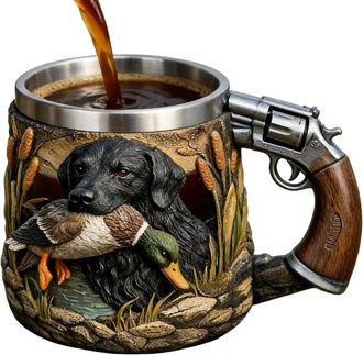 Generico Kaffeetasse, Beh&auml;lter f&uuml;r hei&szlig;e und kalte Getr&auml;nke, Kaffeetasse mit Hundemotiv, f&uuml;r Wasser, Bier, Schokolade, Tee, Milch, Haus, Camping, Residenz, Hot