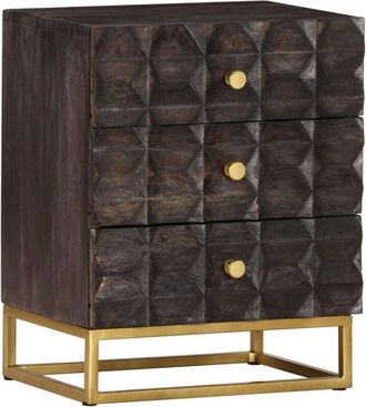 vidaXL Table de chevet Noir 40x30x50 cm Bois de manguier massif Vidaxl