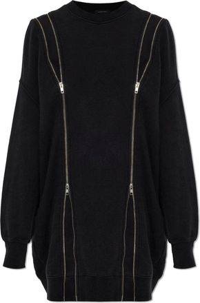 R13 Zippered Grunge Sweatshirt Dress - - Dresses - Damen - Schwarzk - M