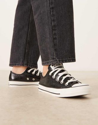 Converse Chuck taylor all star ox - Baskets - Noir m&eacute;tallis&eacute;-Argent&eacute;