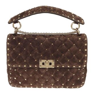 Valentino Garavani Rockstud Spike Medium Suede Bag - - Bags - Damen - Braun - ONE SIZE