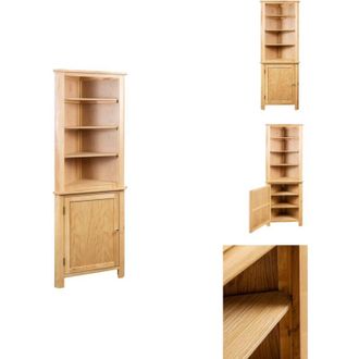 vidaXL Eckschrank 59x36x180 cm Massivholz Eiche - Eckregal - Holzschrank - Echtschrank - Regal Braun - Wohnraumorganisation
