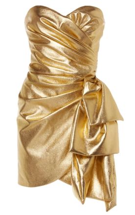 Dundas Strapless Ruched Metallic Leather Dress Size XXS