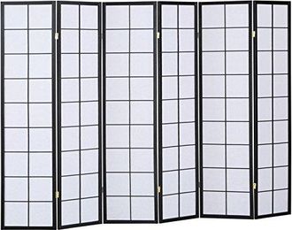 PEGANE Paravent Japonais Shoji en Bois Noir de 6 pans