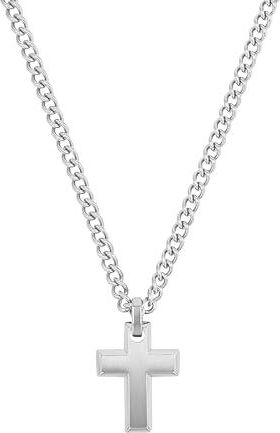 Tom Tailor Tom Tailor 2100636 Cha&icirc;ne avec pendentif en acier inoxydable pour homme 50 + 5 cm Argent&eacute; Pendentif croix Id&eacute;e cadeau Livr&eacute; dans une bo&icirc;te cadeau