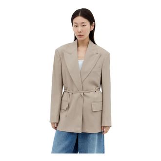 Acne Studios Peak Lapels G&uuml;rtelblazer - - Jackets - Damen - Beige - 2XS