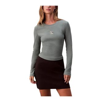 Calvin Klein Jeans Femme, Tops, Vert, Taille: 40 FR Ribbed Knit Sweater