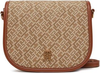 Tommy Hilfiger Handtasche Th Monoplay Leather Saddle Bag AW0AW17414 Braun