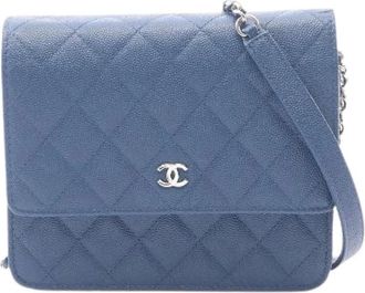 Chanel Sac bandouli&egrave;re portefeuille matelass&eacute; Pre-owned - Femme - Pre-owned - Bleu - Taille: ONE Size