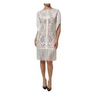 Dolce & Gabbana Floral Lace Fringe Knee Length Dress - - Dresses - Damen - Wei&szlig; - S