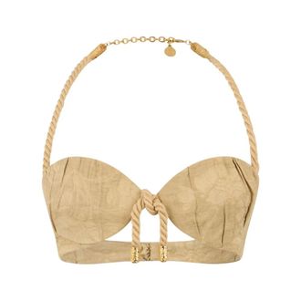 Roberto Cavalli Femme, Tops, Beige, Taille: 38 FR Haut Bralette en Jacquard avec D&eacute;tail de Corde